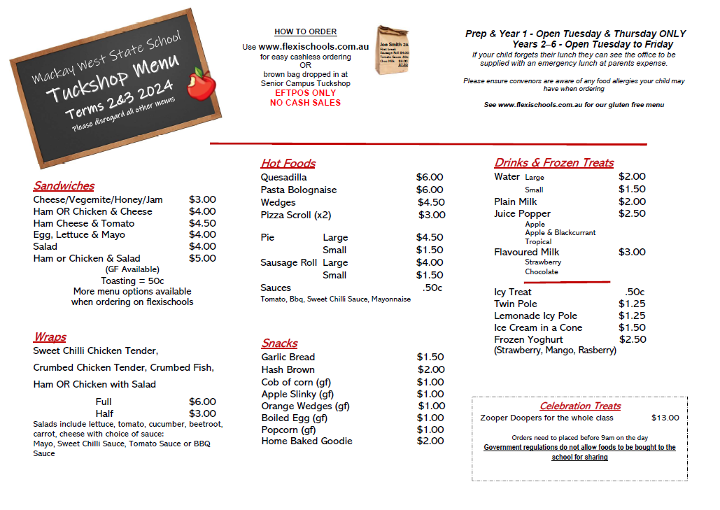 NEW TUCKSHOP MENU for TERMS 3 and 4